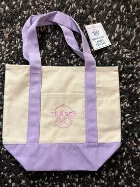 Trader Joe'S | Bags | Trader Joes Mini Pastel Canvas Tote Bag Lavender ...